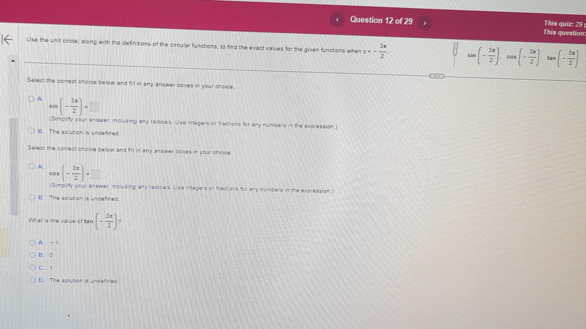 Solved Use the unit circle, along with the definitions of | Chegg.com