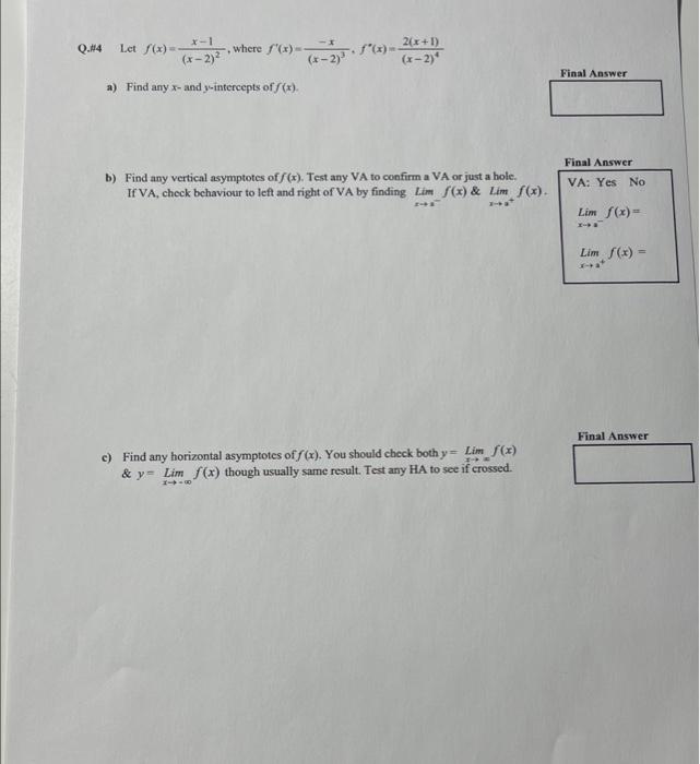 Solved Curve Sketching using f(x), f'(x), f''(x)please | Chegg.com