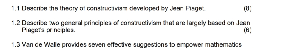 Solved 1.1 ﻿Describe the theory of constructivism developed | Chegg.com