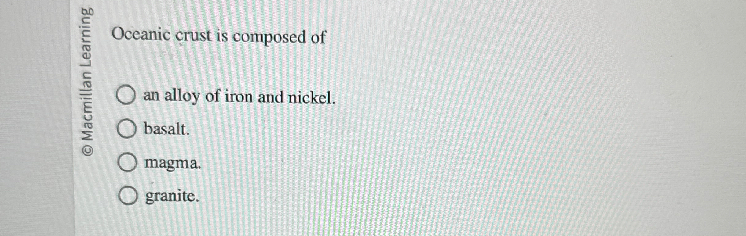 Solved Oceanic crust is composed ofan alloy of iron and | Chegg.com