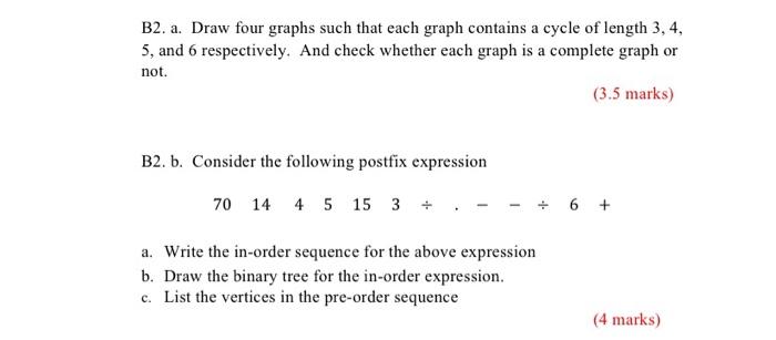 Solved B2. a. Draw four graphs such that each graph contains | Chegg.com
