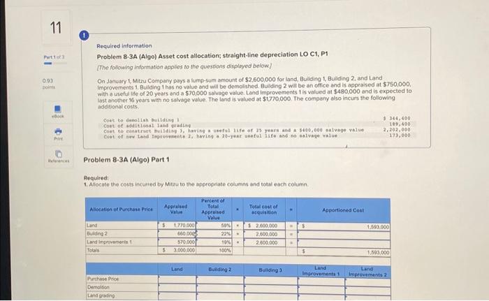 Solved Required information Problem 8-3A (Algo) Asset cost | Chegg.com