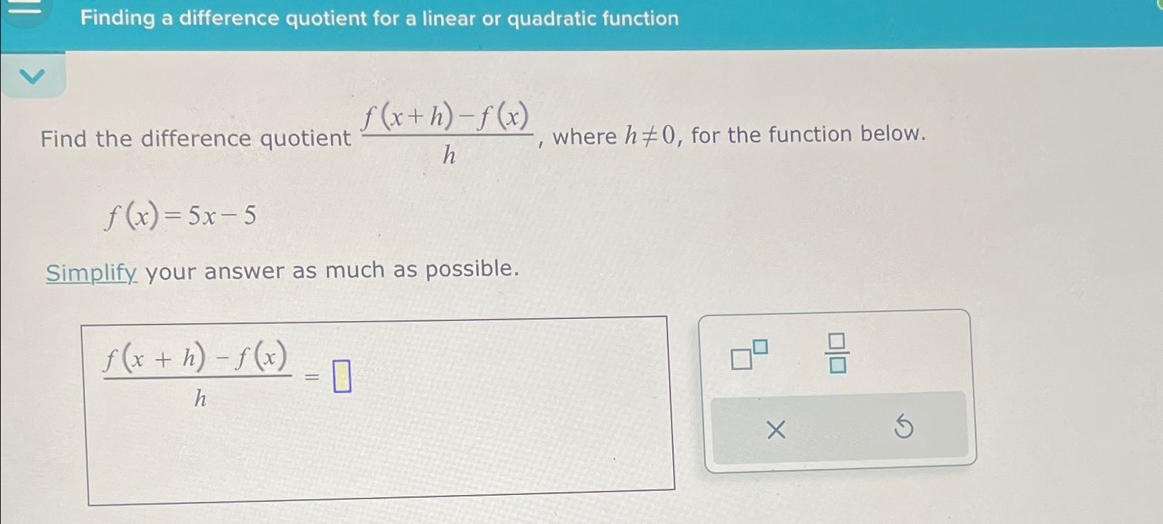 Solved Finding a difference quotient for a linear or | Chegg.com