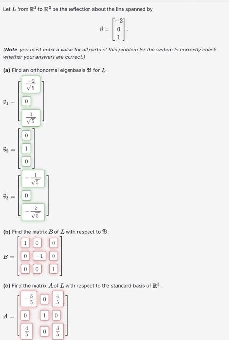 Let L from R3 to R3 be the reflection about the line | Chegg.com