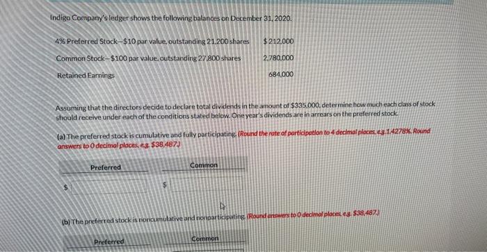 Solved Indigo Company's ledger shows the following balances | Chegg.com