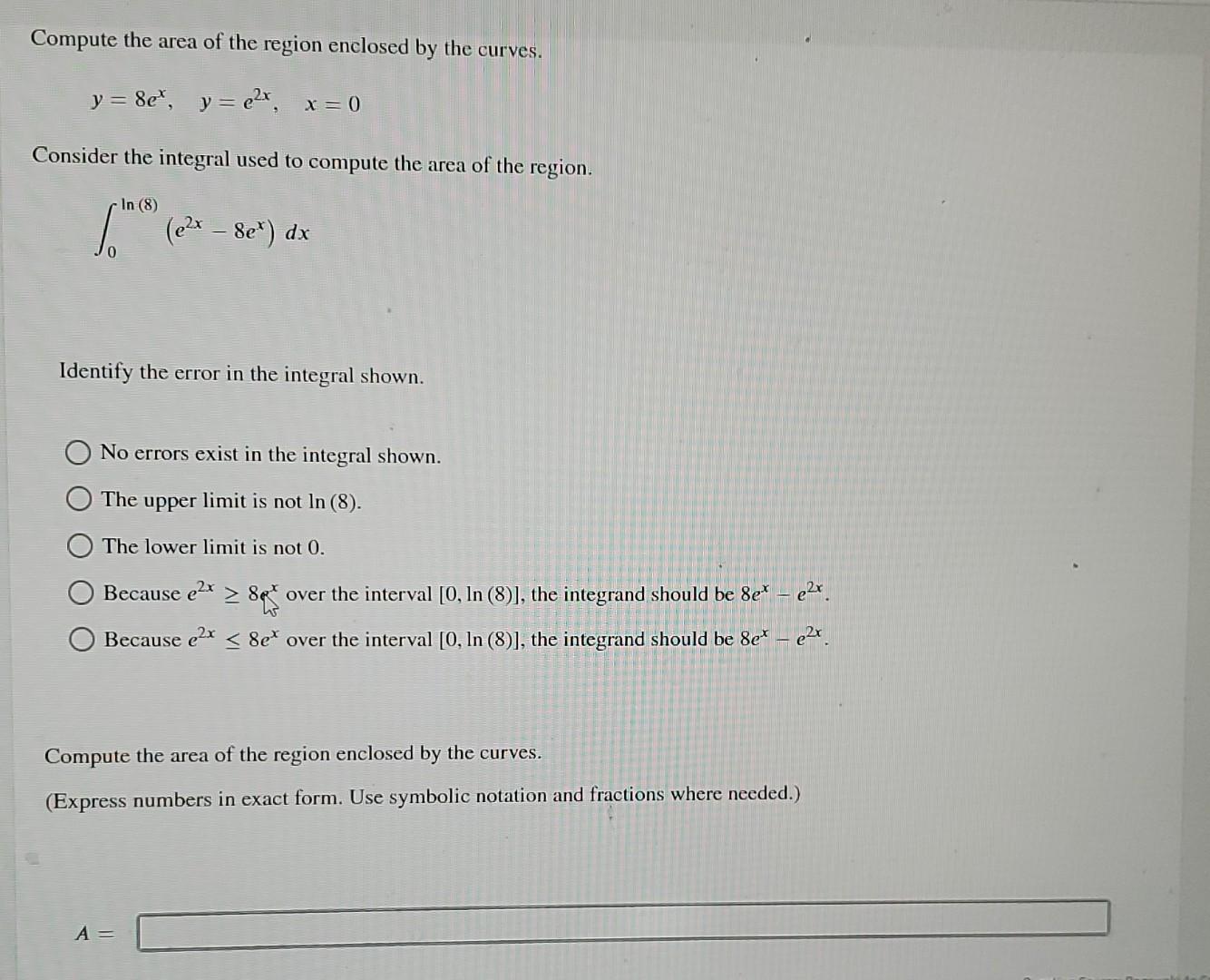 Solved Compute the area of the region enclosed by the | Chegg.com