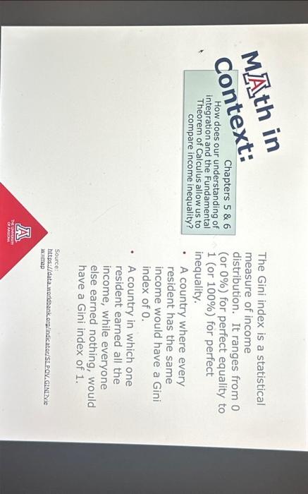 M急th in Context 5: The Gini index is defined to be | Chegg.com