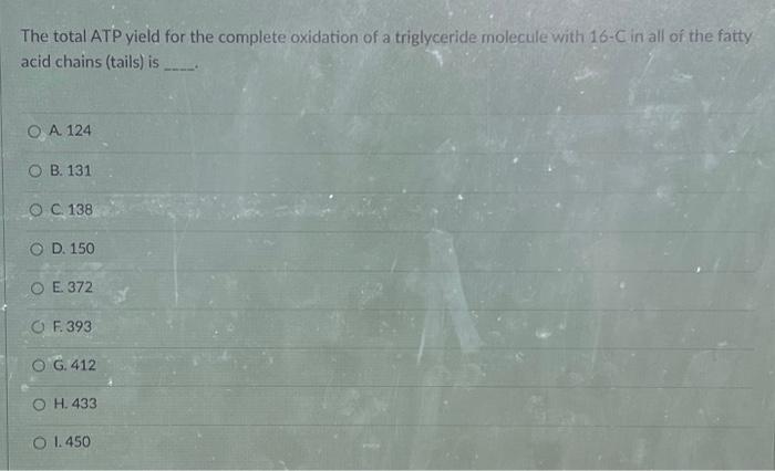 Solved The Total Atp Yield For The Complete Oxidation Of A