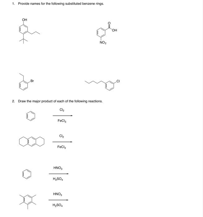 Solved 1. Provide names for the following substituted | Chegg.com
