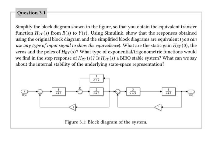 Solved Question 3.1 Simplify the block diagram shown in the | Chegg.com