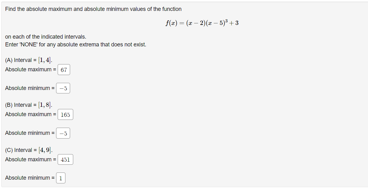 Solved Find the absolute maximum and absolute minimum values | Chegg.com