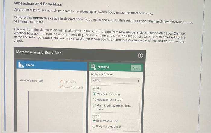 Metabolism and Body Mass Diverse groups of animals | Chegg.com
