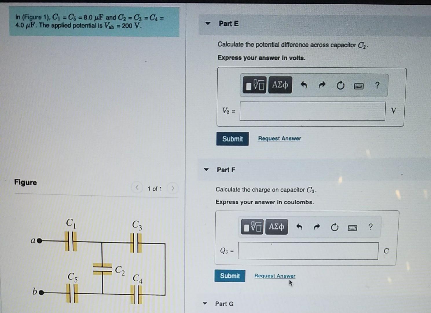 Solved In (Figure 1), C1 =C5 = 8.0 pF and C2 =C3 = C4 = 4.0 | Chegg.com