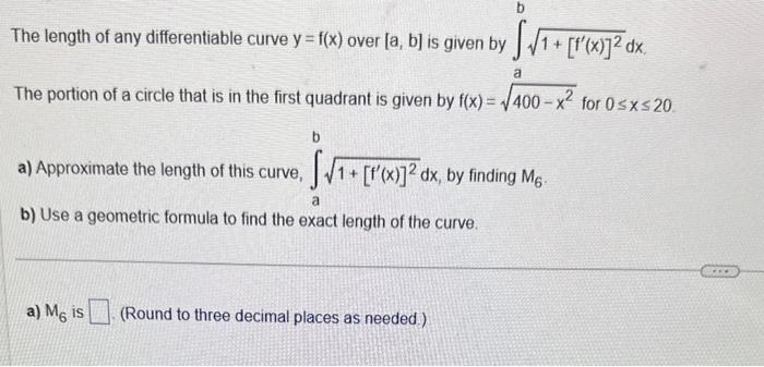 Solved The length of any differentiable curve y=f(x) over | Chegg.com