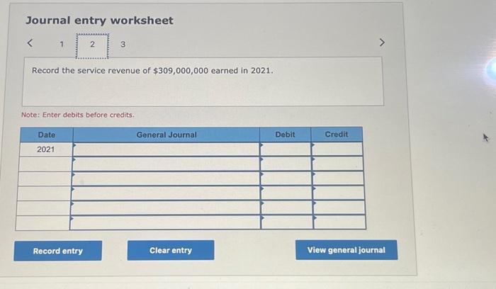 Solved Journal entry worksheet Record the service revenue of | Chegg.com