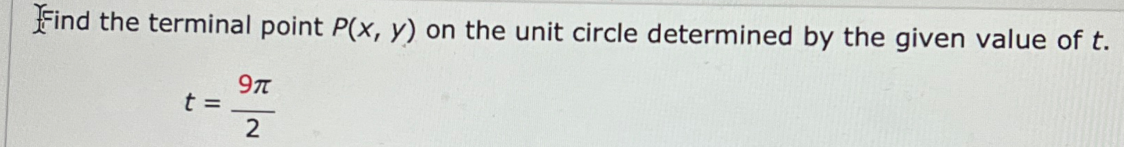 Solved Find the terminal point P(x,y) ﻿on the unit circle | Chegg.com