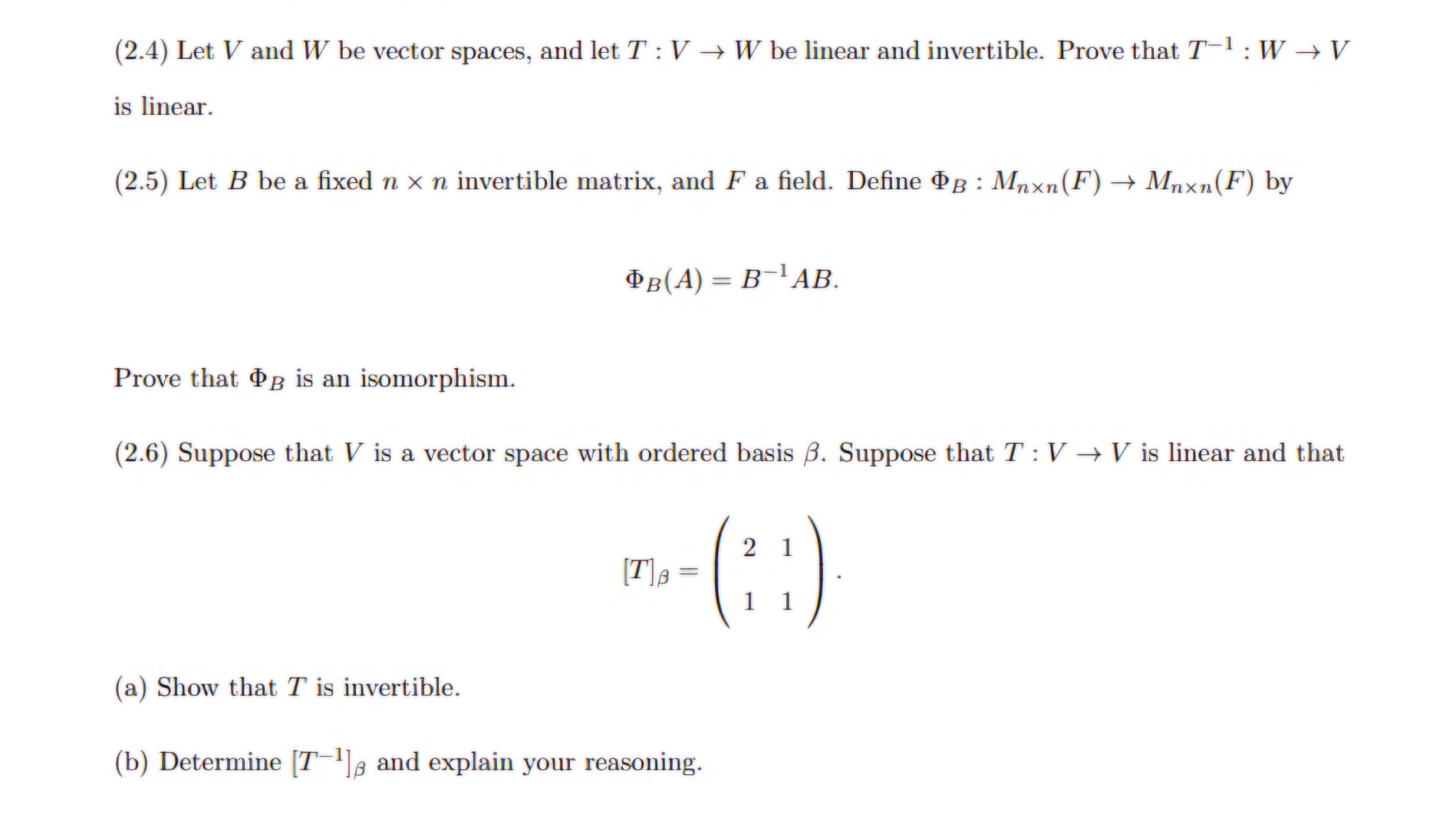 Solved (2.4) ﻿Let V ﻿and W ﻿be vector spaces, and let T:V→W | Chegg.com