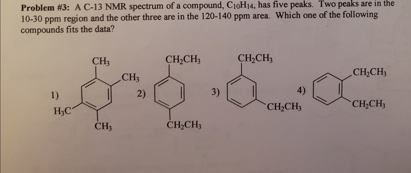 Solved Problem #3: A C-13 ﻿NMR spectrum of a compound, | Chegg.com