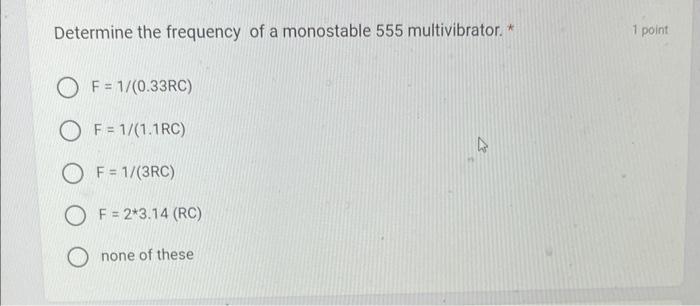 Determine the frequency of a monostable 555 | Chegg.com
