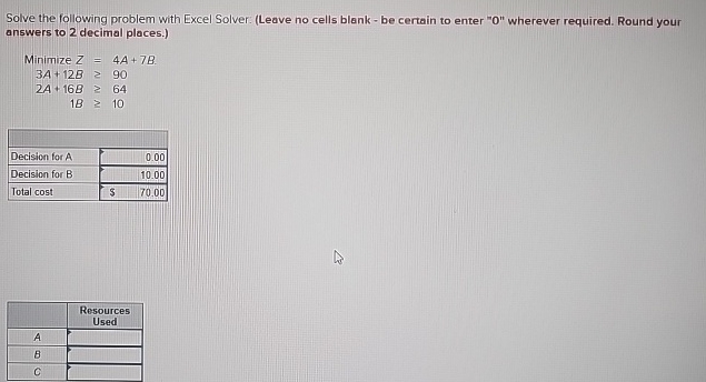 Solved Solve the following problem with Excel Solver: (Leave | Chegg.com