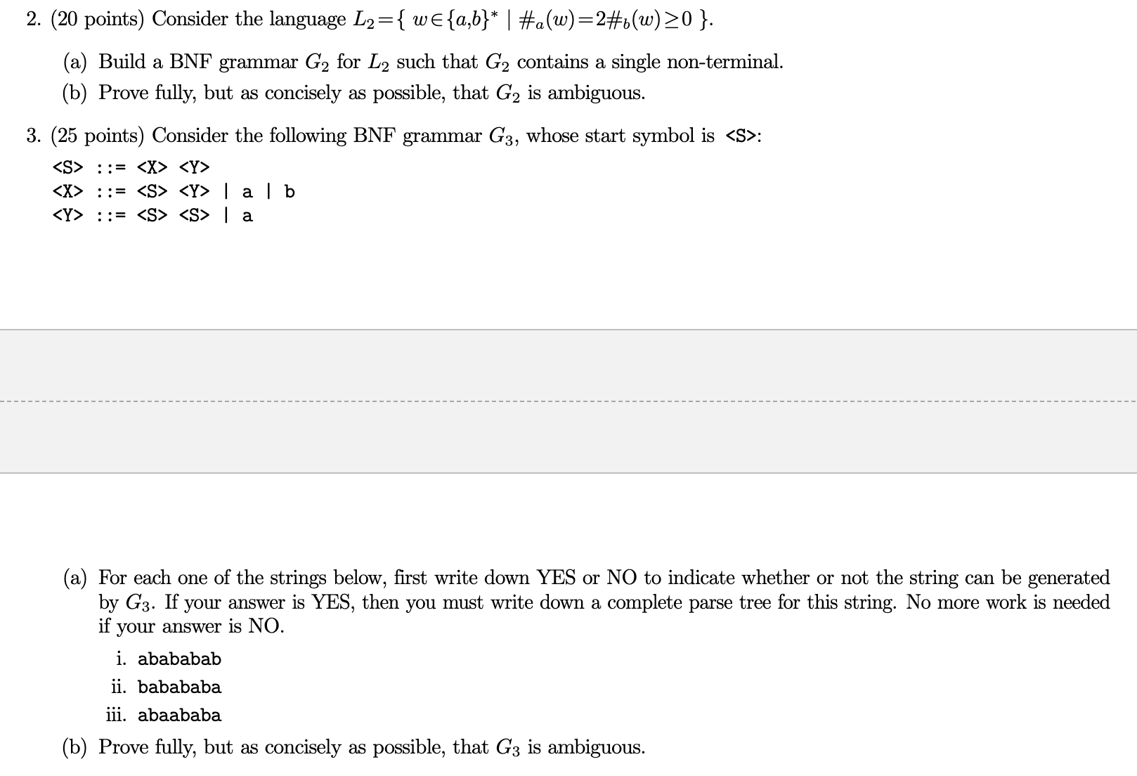 Solved (20 ﻿points) ﻿Consider the language | Chegg.com