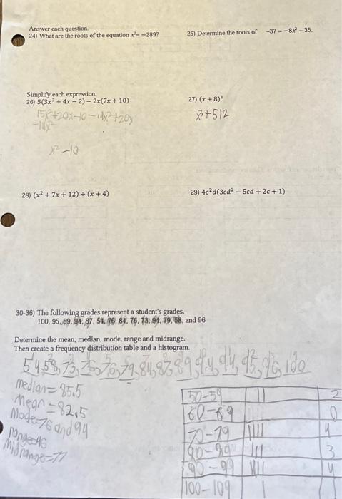 Solved Answer each question 24) What are the roos of the | Chegg.com