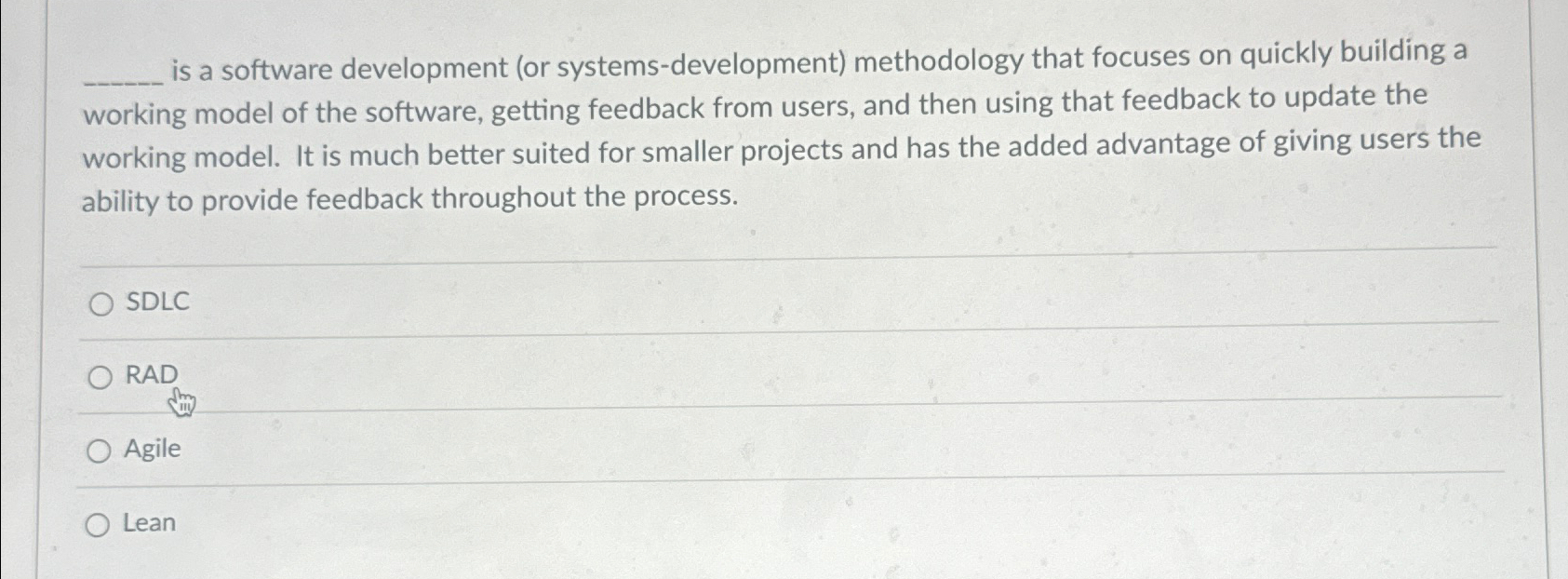 Solved is a software development (or systems-development) | Chegg.com