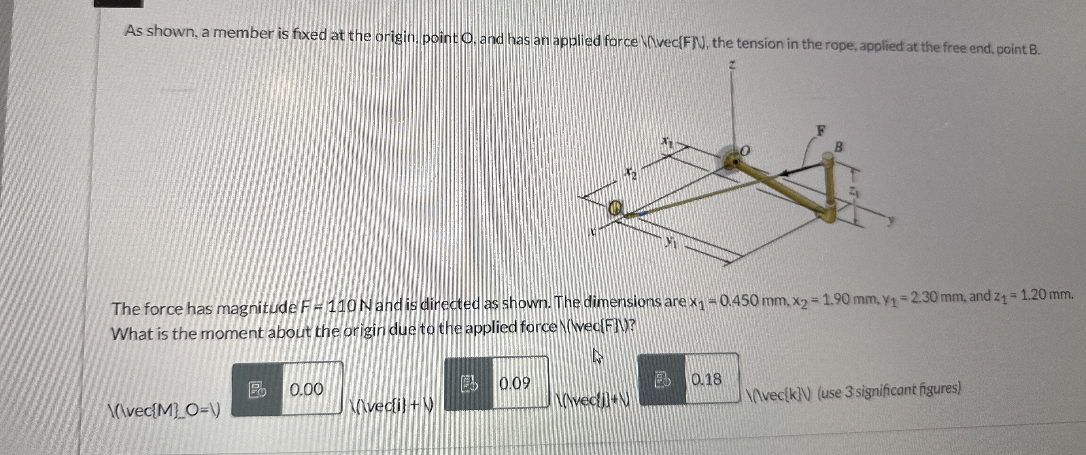As shown, a member is fixed at the origin, point O , | Chegg.com