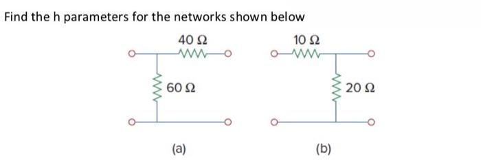 Solved Find the h parameters for the networks shown below | Chegg.com