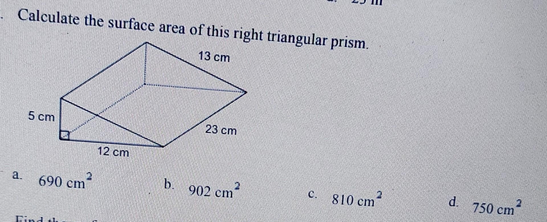 Solved Calculate the surface area of this rioht triangular | Chegg.com