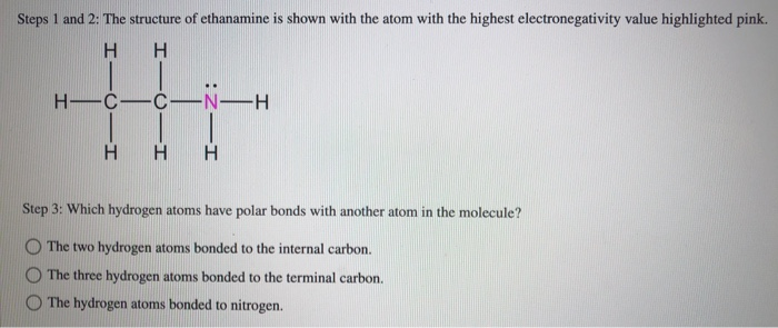 Solved Steps 1 and 2: The structure of ethanamine is shown | Chegg.com