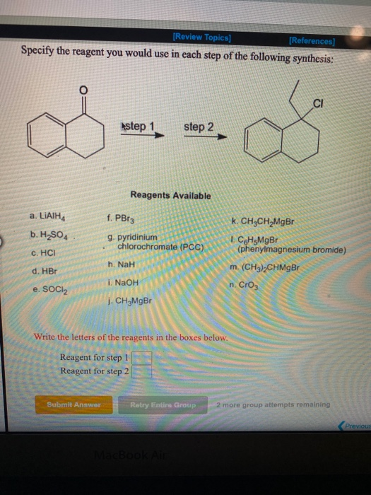 Solved Specify the reagent you would use in each step of the | Chegg.com