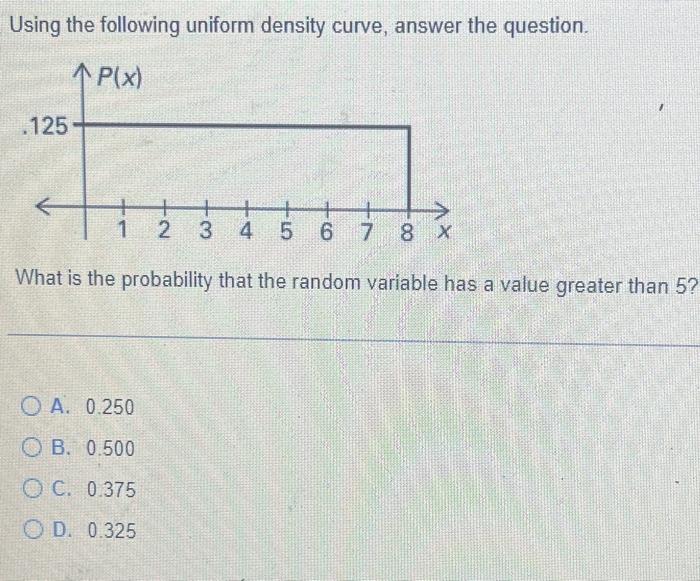 Solved Using the following uniform density curve, answer the | Chegg.com