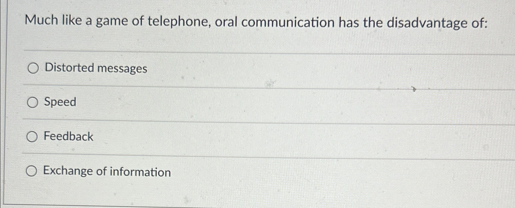 Solved Much like a game of telephone, oral communication has | Chegg.com