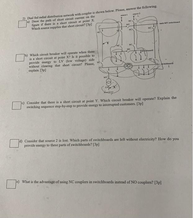 2). Dual fed radial distribution network with coupler | Chegg.com