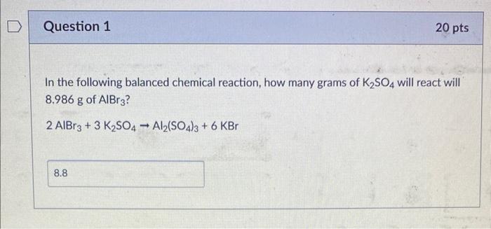 Solved In the following balanced chemical reaction, how many | Chegg.com