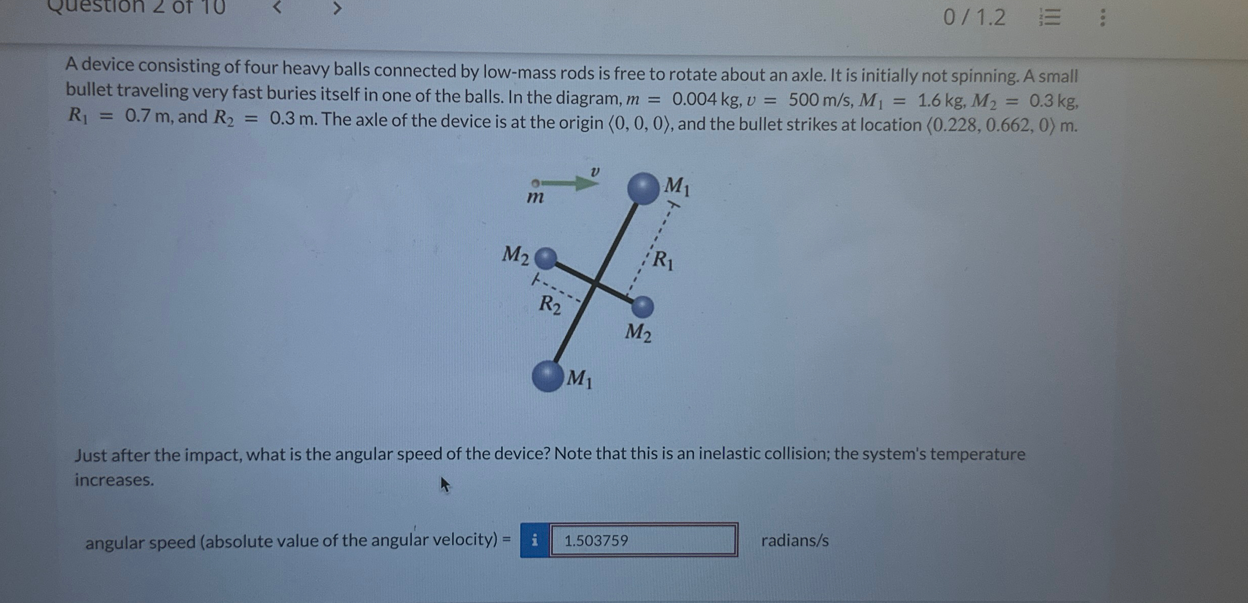 Solved 01.2A device consisting of four heavy balls connected | Chegg.com