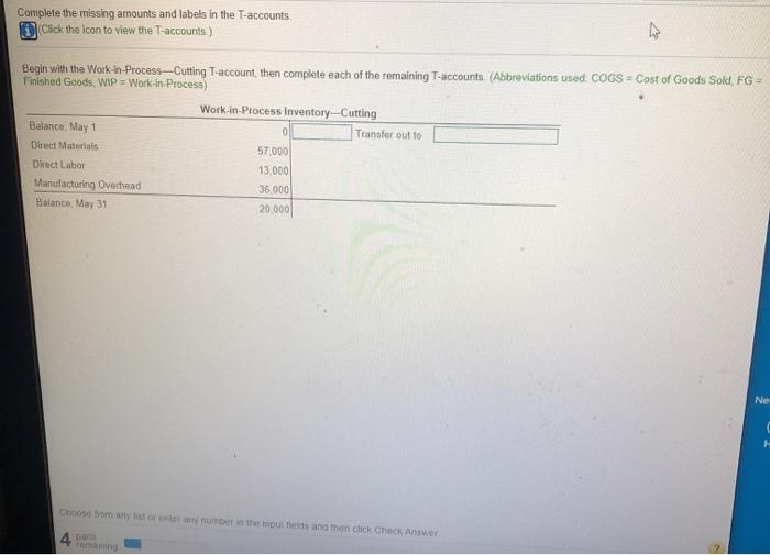 Solved Complete the missing amounts and labels in the | Chegg.com