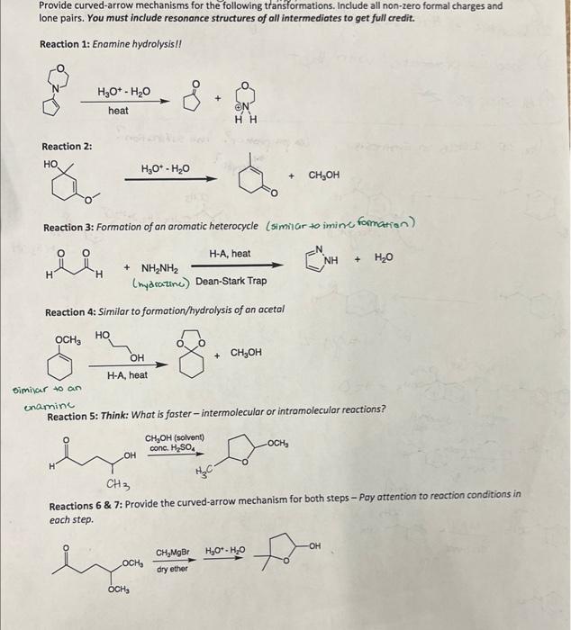 Solved Provide curved arrow mechanisms for the following | Chegg.com