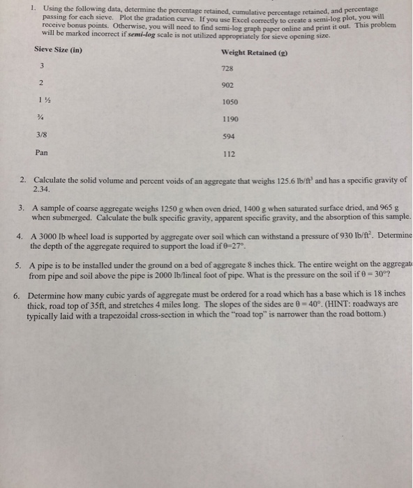 Solved 1. Using the following data, determine the percentage | Chegg.com