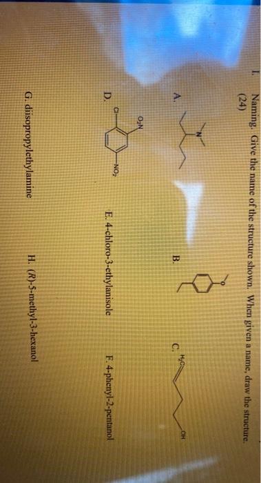 Solved I. Naming. Give the name of the structure shown. When | Chegg.com