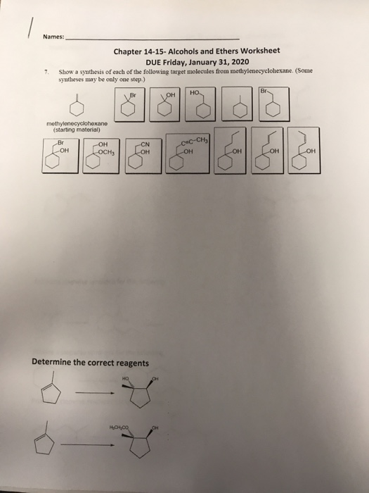 Solved Chapter 14-15- Alcohols and Ethers Worksheet DUE | Chegg.com