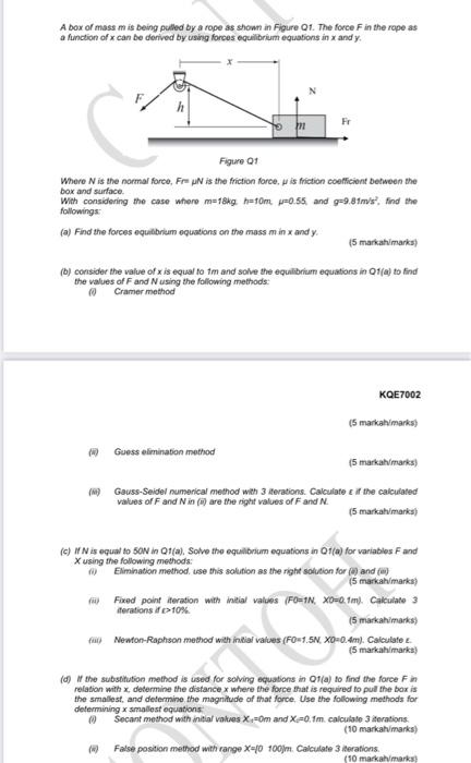 Solved A box of mass is being pulled by a rope as shown in | Chegg.com