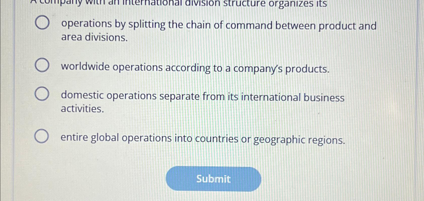 Solved operations by splitting the chain of command between | Chegg.com