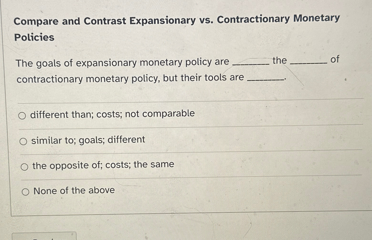 Solved Compare and Contrast Expansionary vs. ﻿Contractionary | Chegg.com