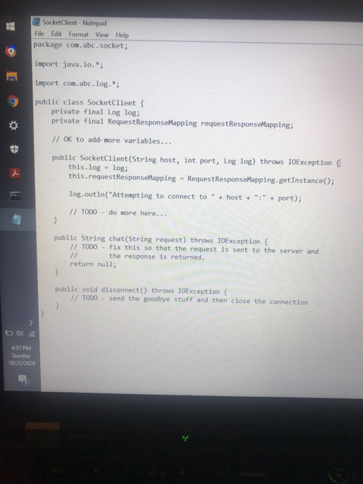 SocketClient - Notepad File Edit Format View Help | Chegg.com