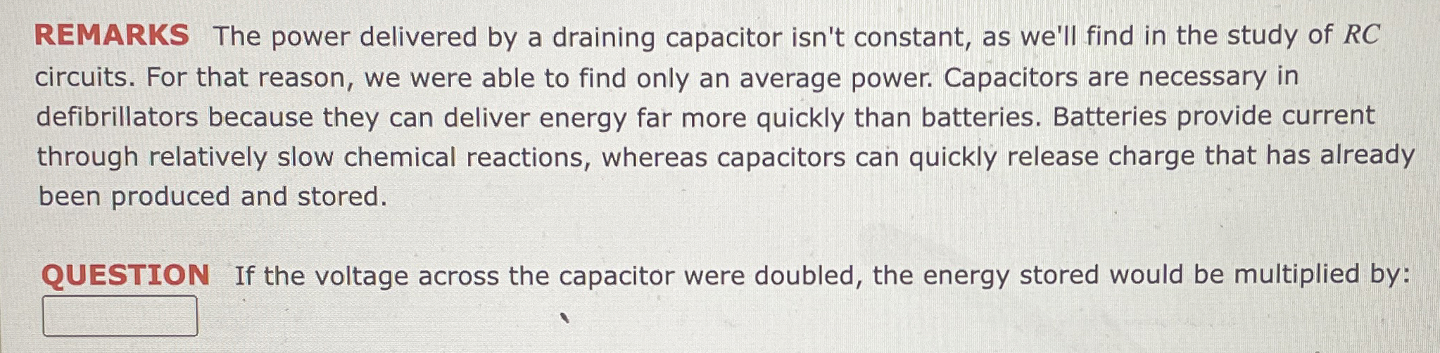 Solved REMARKS The power delivered by a draining capacitor | Chegg.com