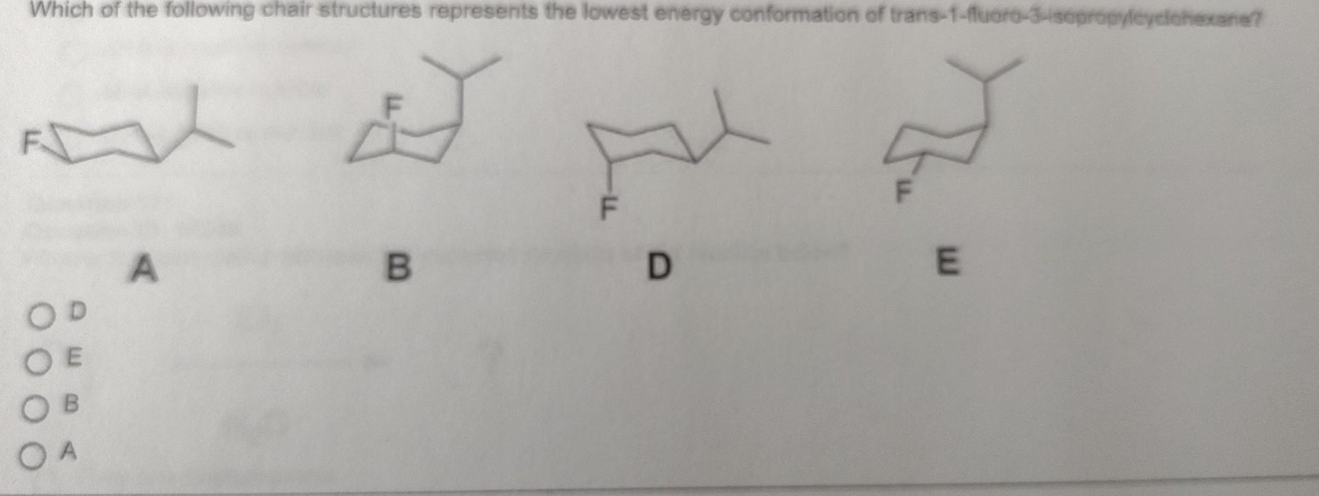 Solved Which of the following chair structures represents | Chegg.com