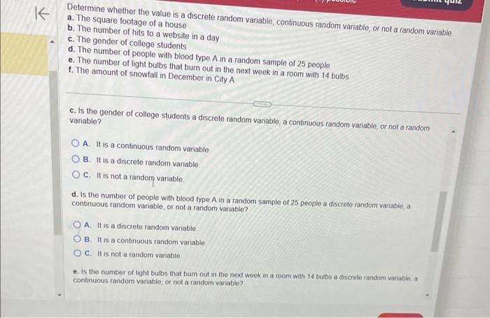 Solved Determine whether the value is a discrete random | Chegg.com