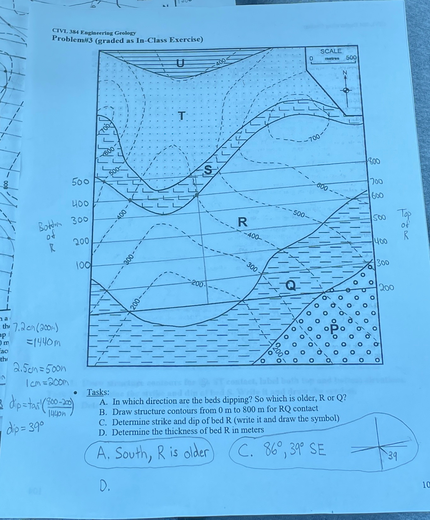 Solved CTVL 384 ﻿Engineering Geology Problem#3 (graded as | Chegg.com
